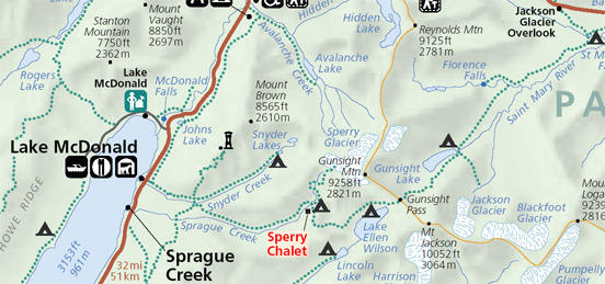 Location and trails - Sperry Chalet